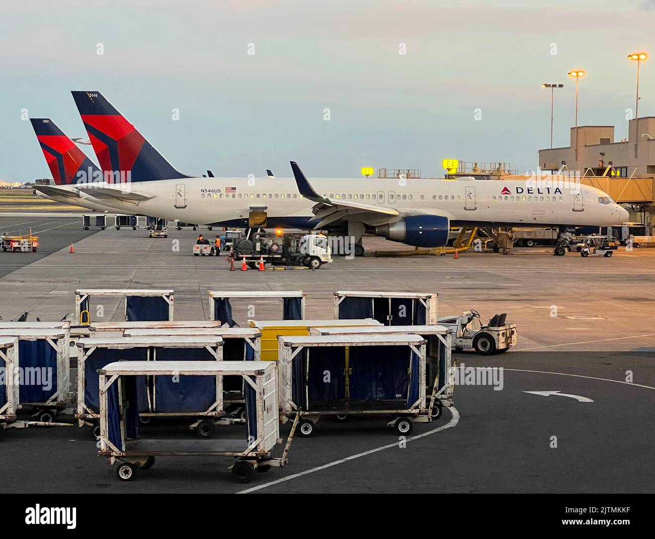Delta Airlines aircraft park at the gate at Honolulu International ...