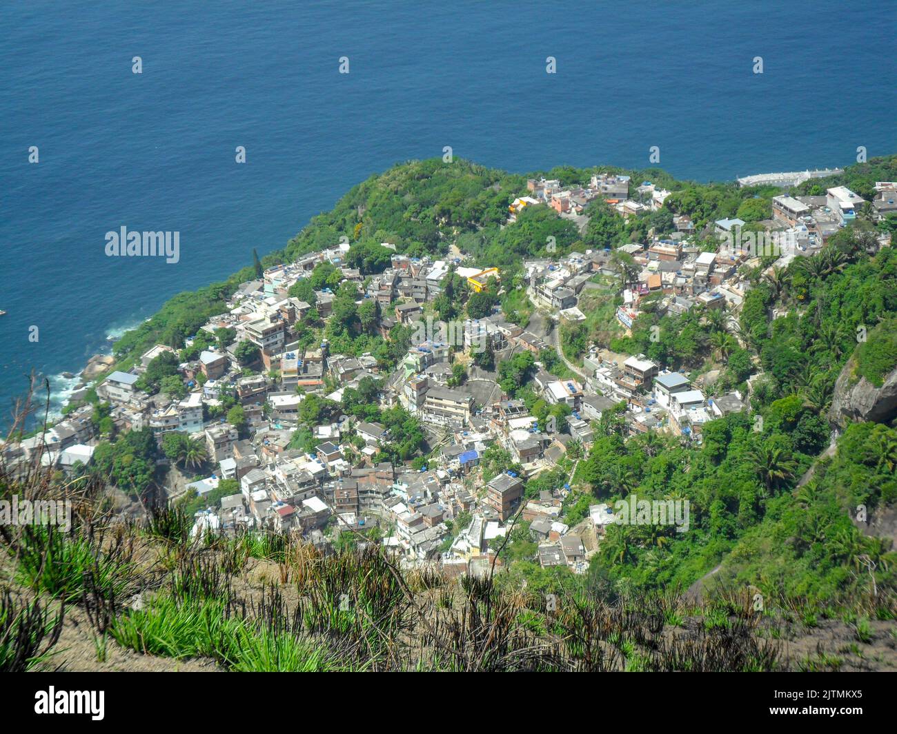 Vidigal slum seen from the summit of Two Brothers Hill in Rio de ...