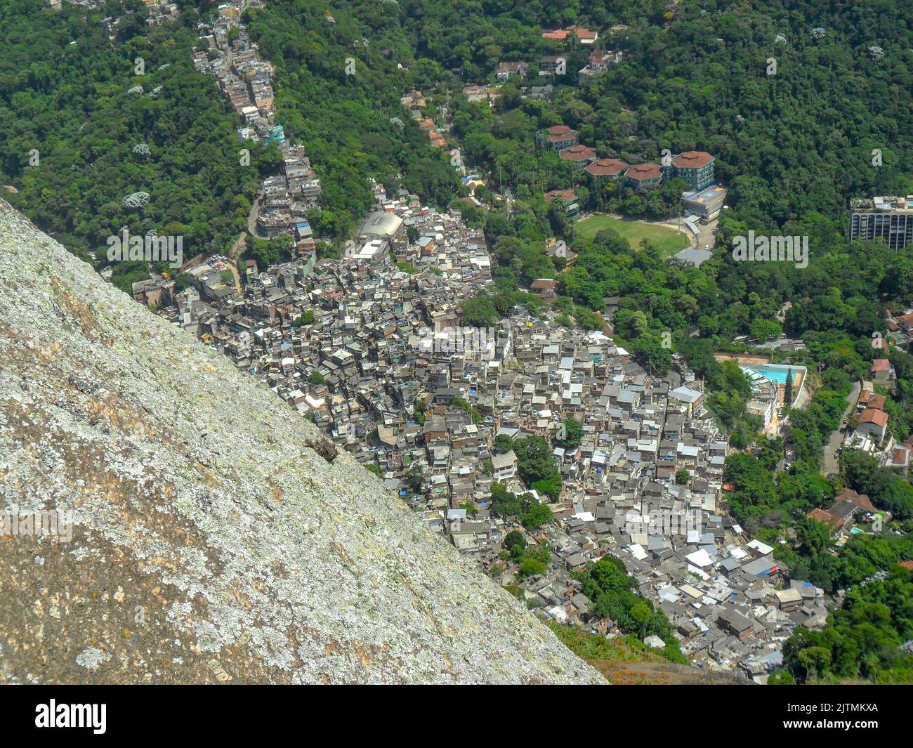 Rocinha slum seen from the summit of Two Brothers Hill in Rio de ...