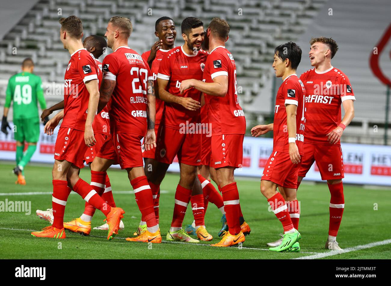 Antwerp, Belgium, 31/08/2022, Antwerp's players celebrates after ...