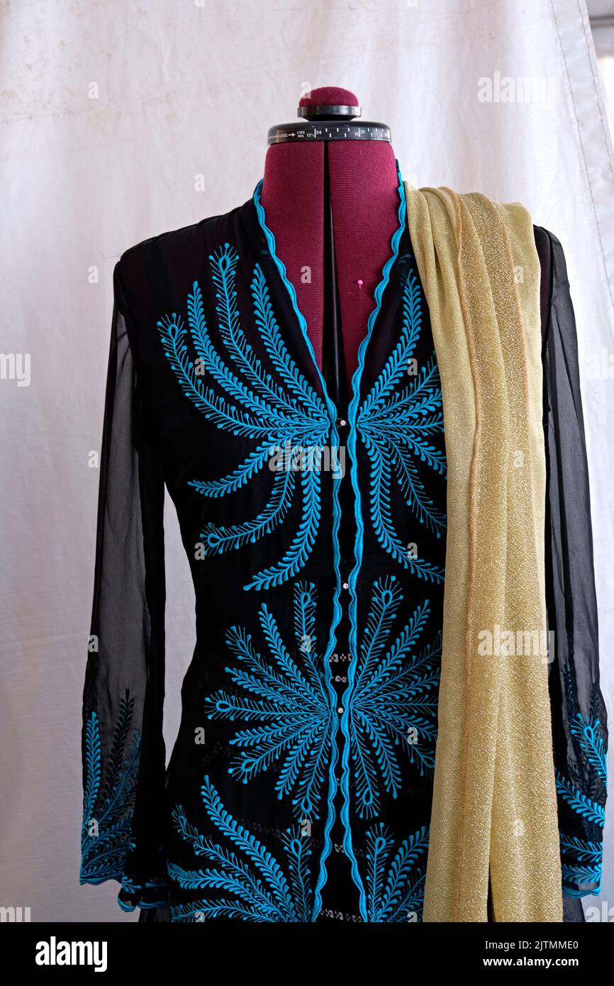 A classic blue and black Indonesian kebaya, made by Nuri Auger ...