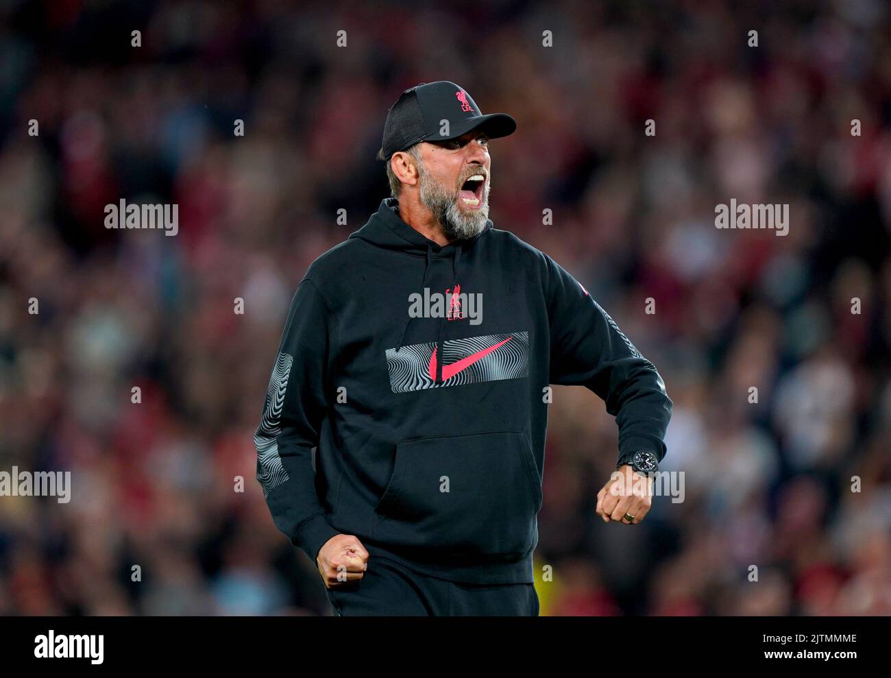 Liverpool manager Jurgen Klopp celebrates at the end of the Premier ... Liverpool manager Jurgen Klopp celebrates at the end of the Premier ...