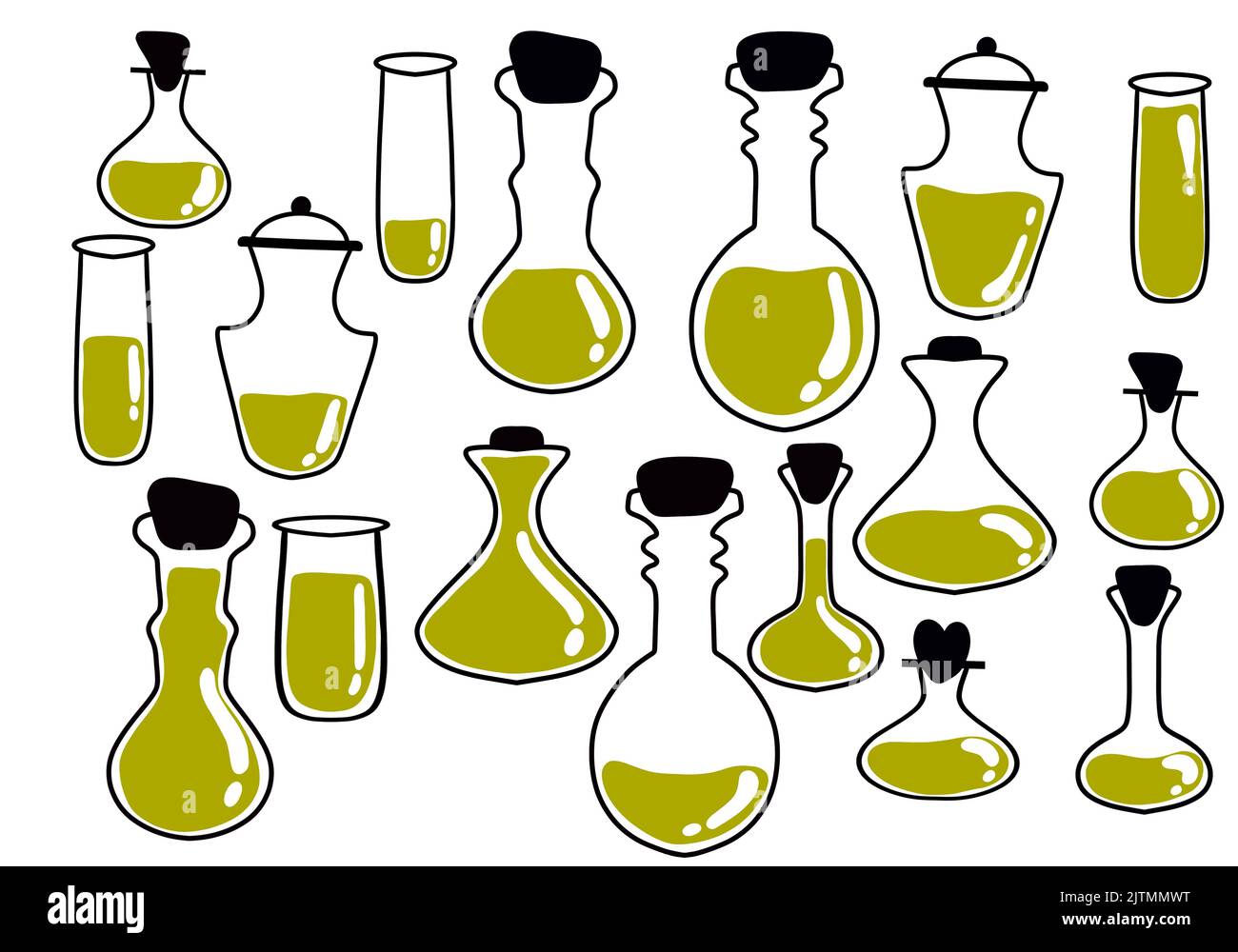 Set Halloween witches poison potion bottle for wrapping paper and ...