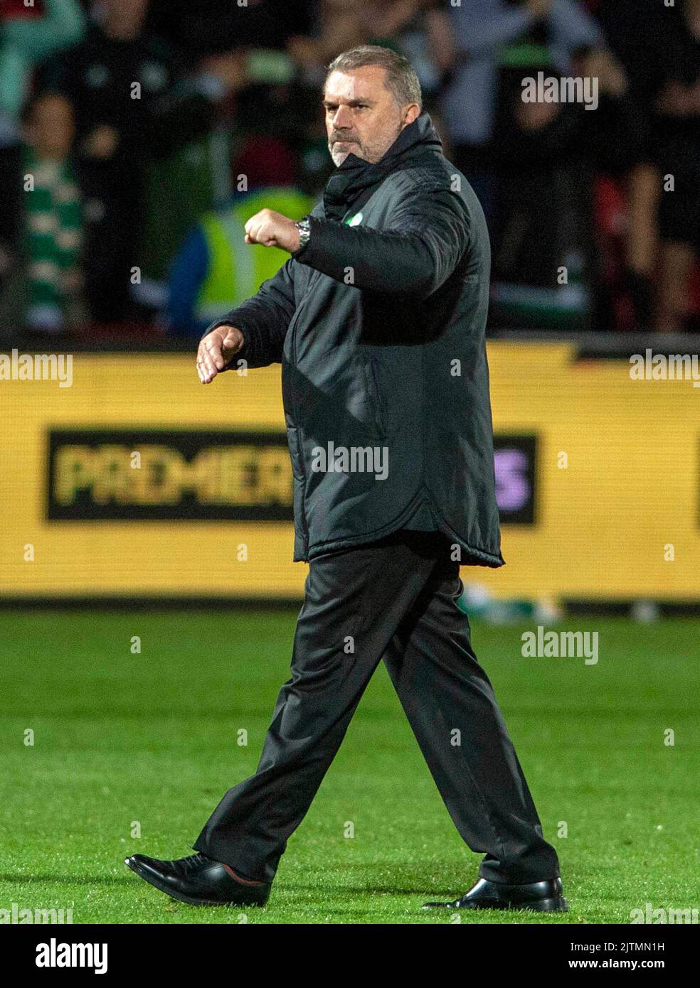 Celtic manager Ange Postecoglou salutes fans following the Premier ...