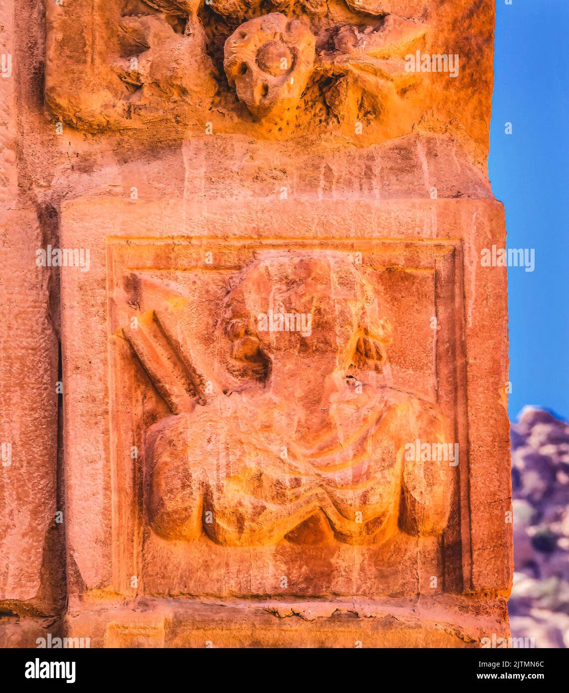 Ancient Nabatean Warrior Carving Temenos Gate Entrance Petra City ...