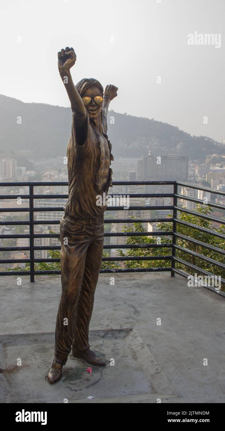 Michael Jackson statue located at Santa Marta hill in Rio de Janeiro ...