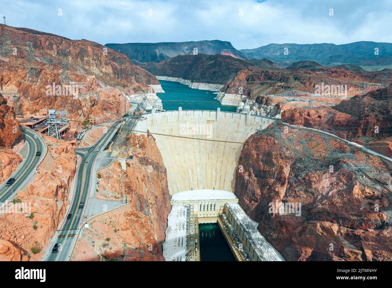 USA, Nevada Arizona border - February 19, 2018. Aerial view of Hoover ...