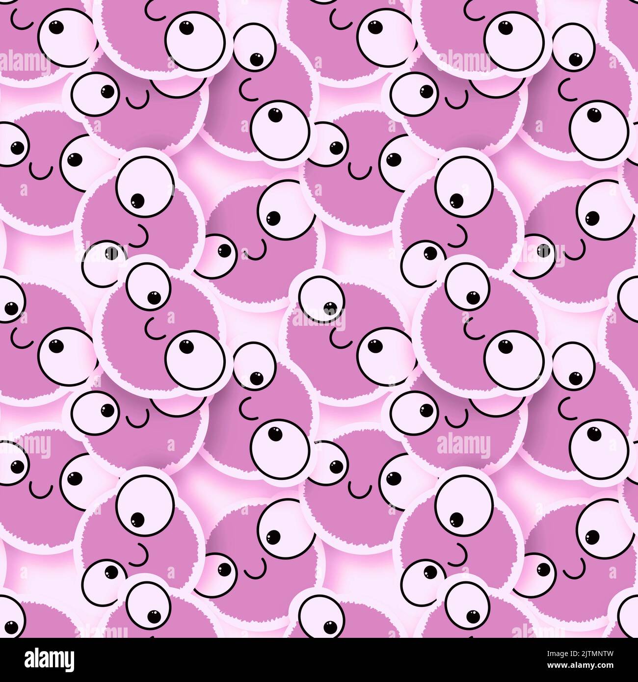Cartoon doodle fluffy cute monsters aliens seamless pattern for kids ...