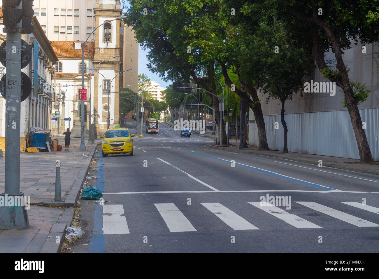 empty streets of downtown Rio de Janeiro, Brazil - August 1, 2020 ...