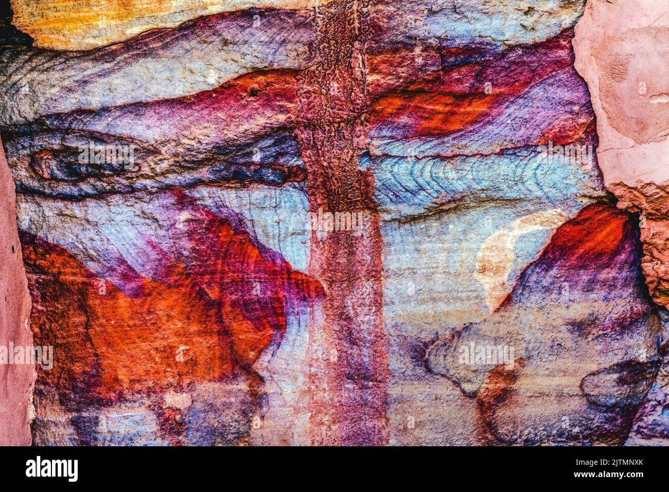 Woman in Rock Red Blue Rock Abstract Royal Tombs Petra Jordan Built by ...