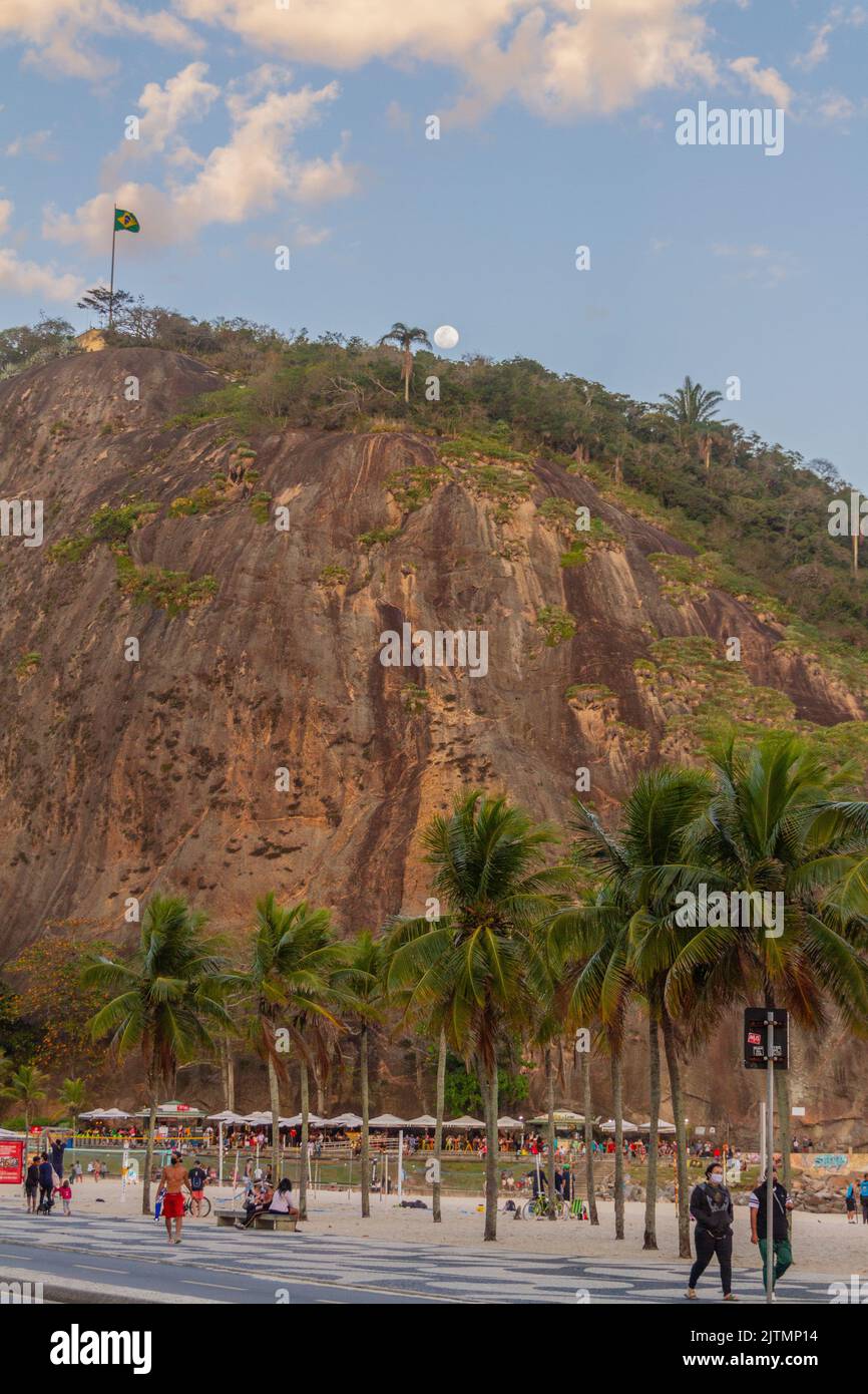 moon rising behind the rudder in Rio de Janeiro, Brazil - August 1 ...