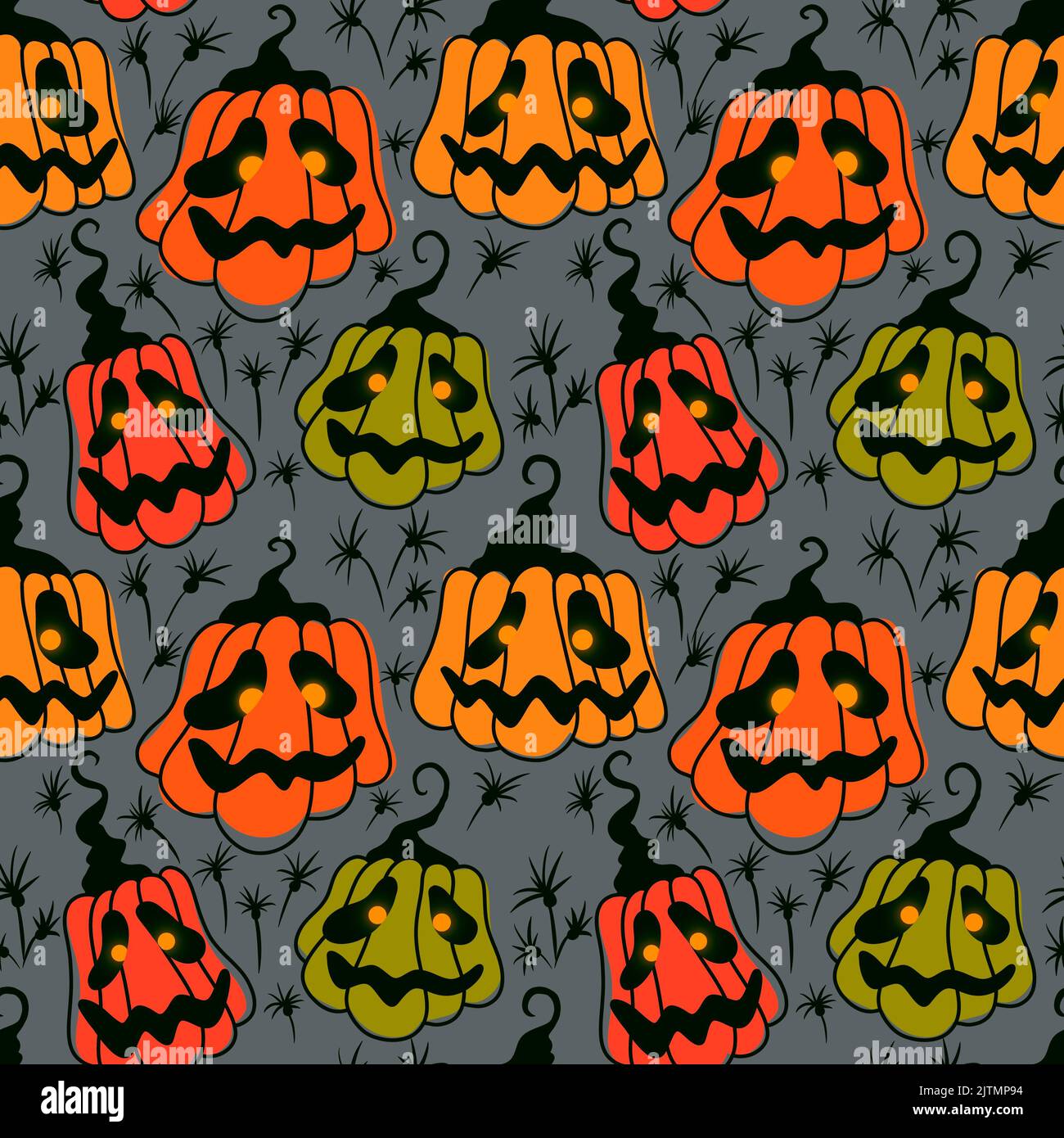 Halloween seamless pumpkins and witch hat and ghost pattern for fabrics ...