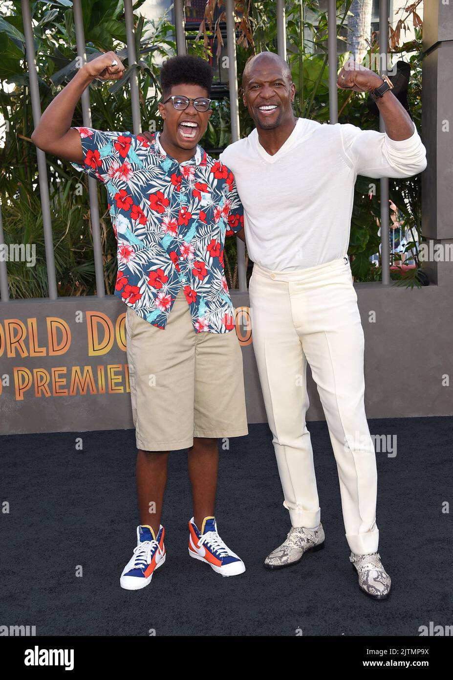Terry Crews and Isaiah Crews arriving to 'Jurassic World Dominion ...