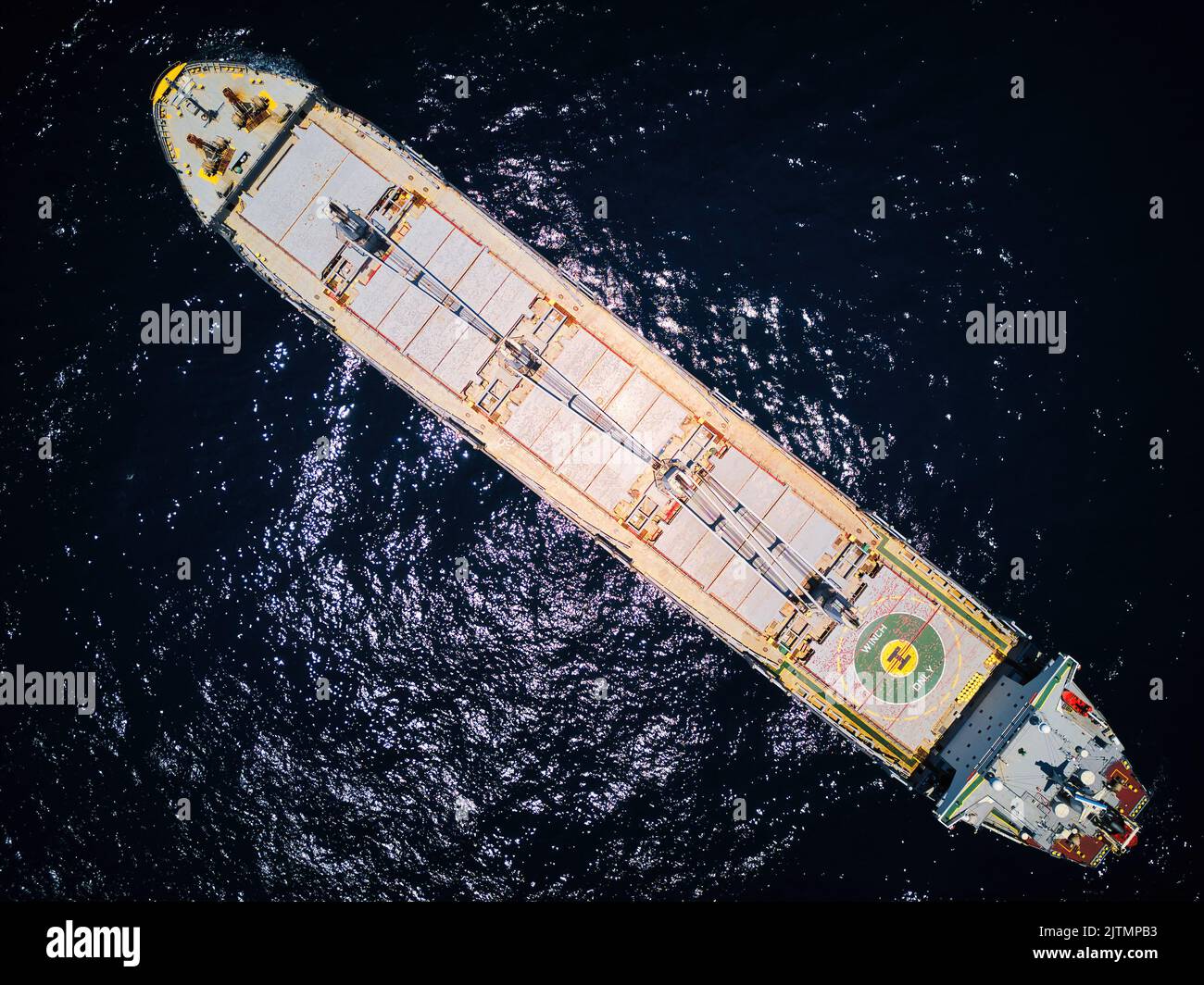 An aerial view of the tanker in the water Stock Photo - Alamy