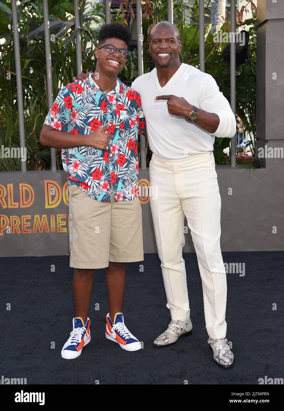 Terry Crews and Isaiah Crews arriving to 'Jurassic World Dominion ...