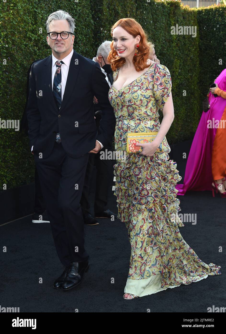George Bianchini and Christina Hendricks arriving at MOCA Gala 2022 ...
