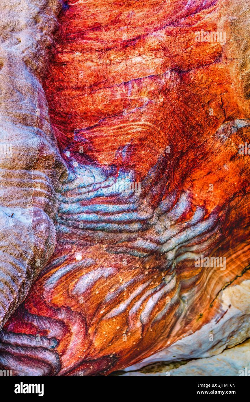 Red Blue Orange Rock Abstract Petra Jordan Built by Nabataens in 200 BC ...
