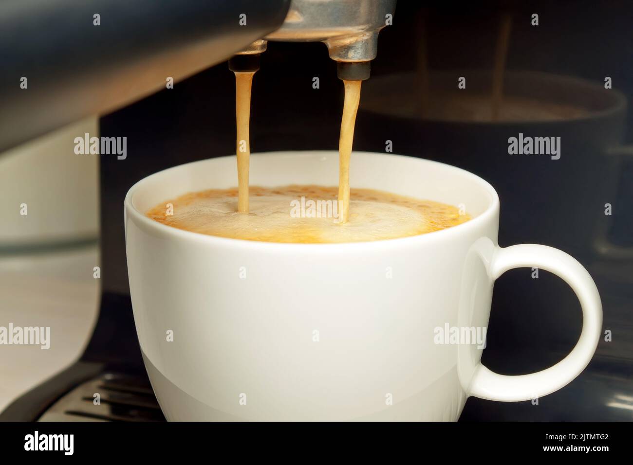 Coffee machine with transparent cup with fresh espresso. Process of ...