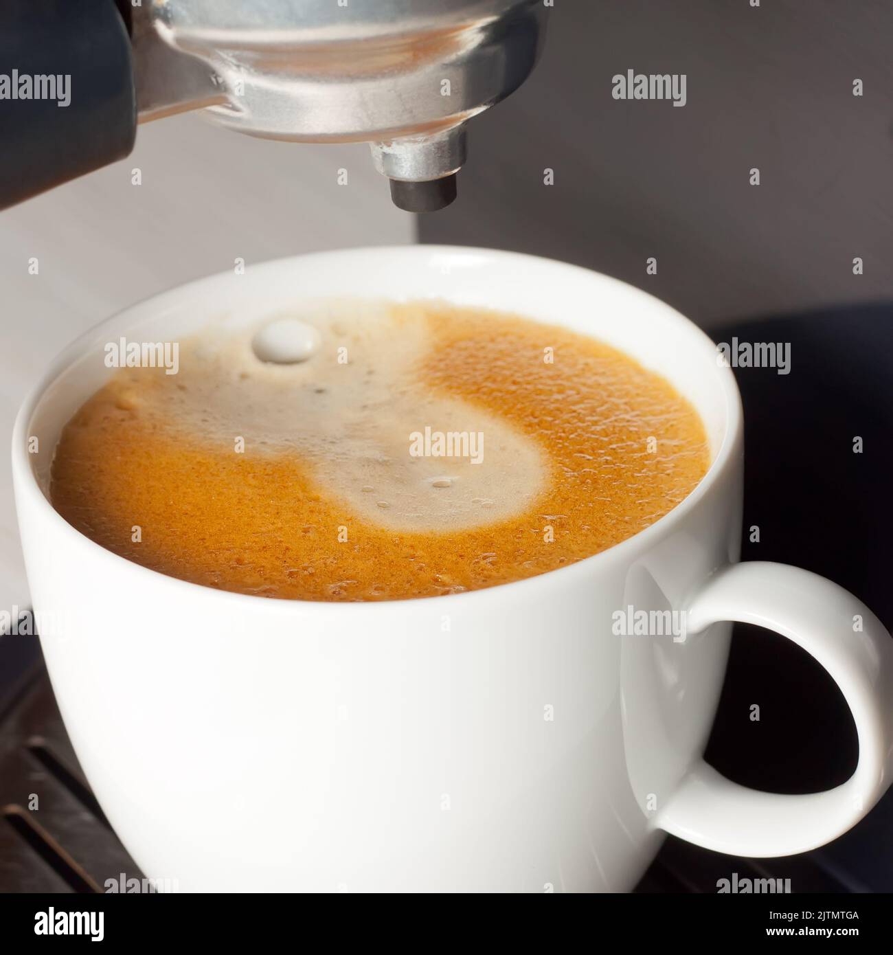 Coffee machine with transparent cup with fresh espresso. Process of ...