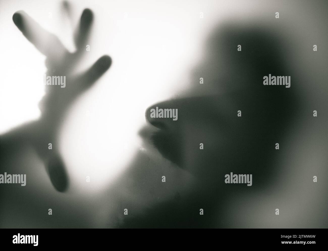 scary picture of hands behind glass, horror ghost behind door ...