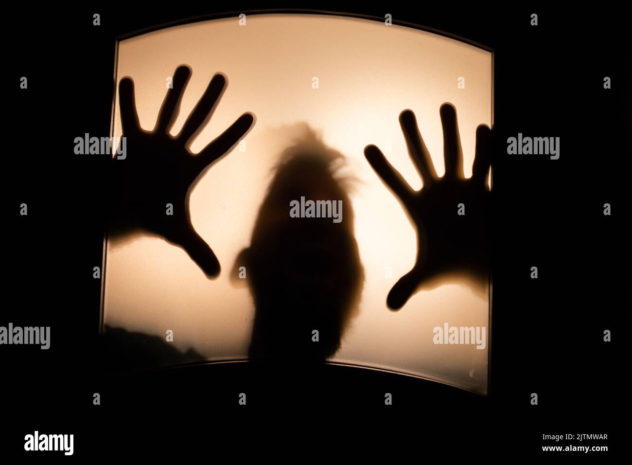 scary picture of hands behind glass, horror ghost behind door ...