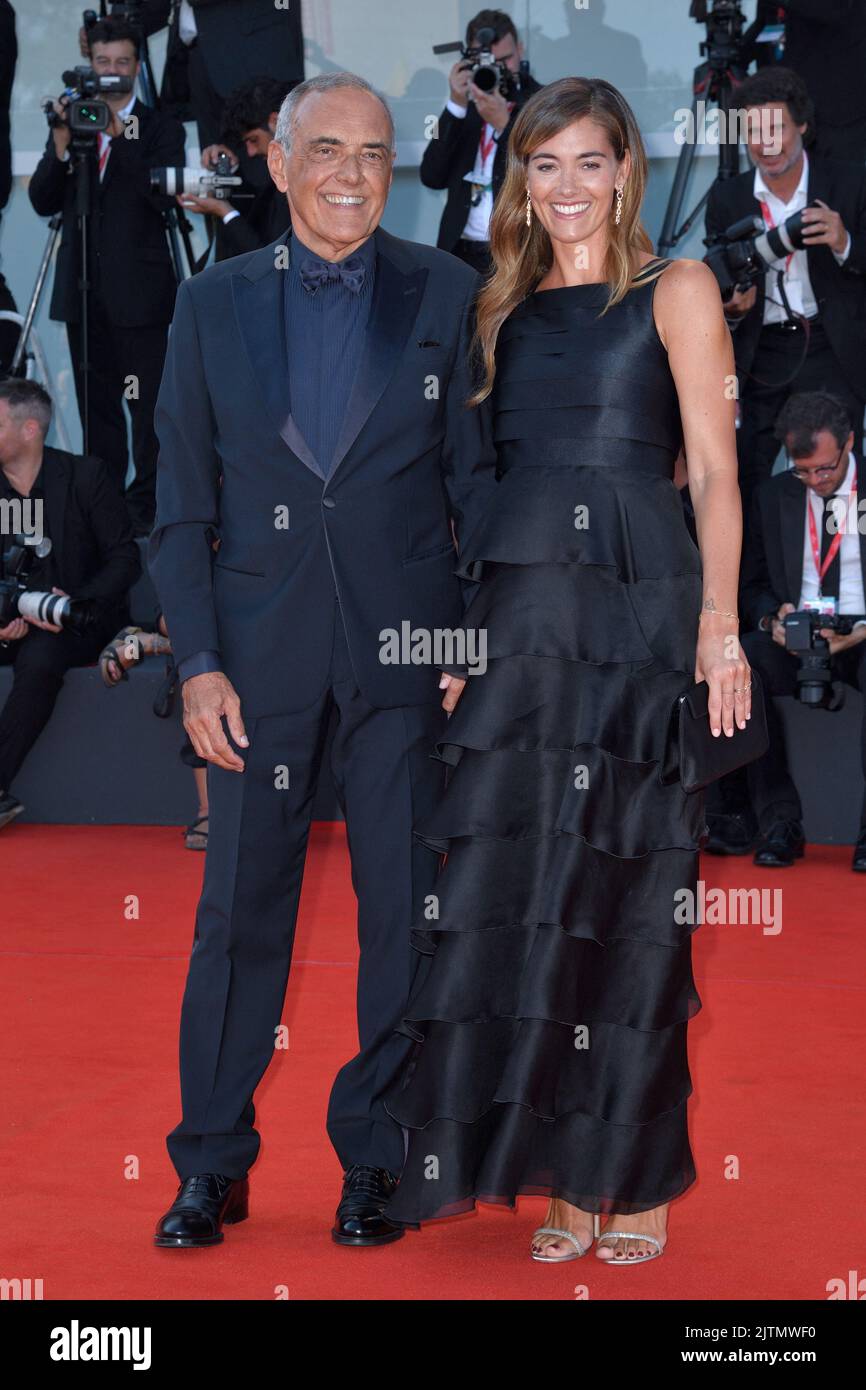 Venice, Italy, August 31, 2022. Alberto Barbera and Julia Barbera ...