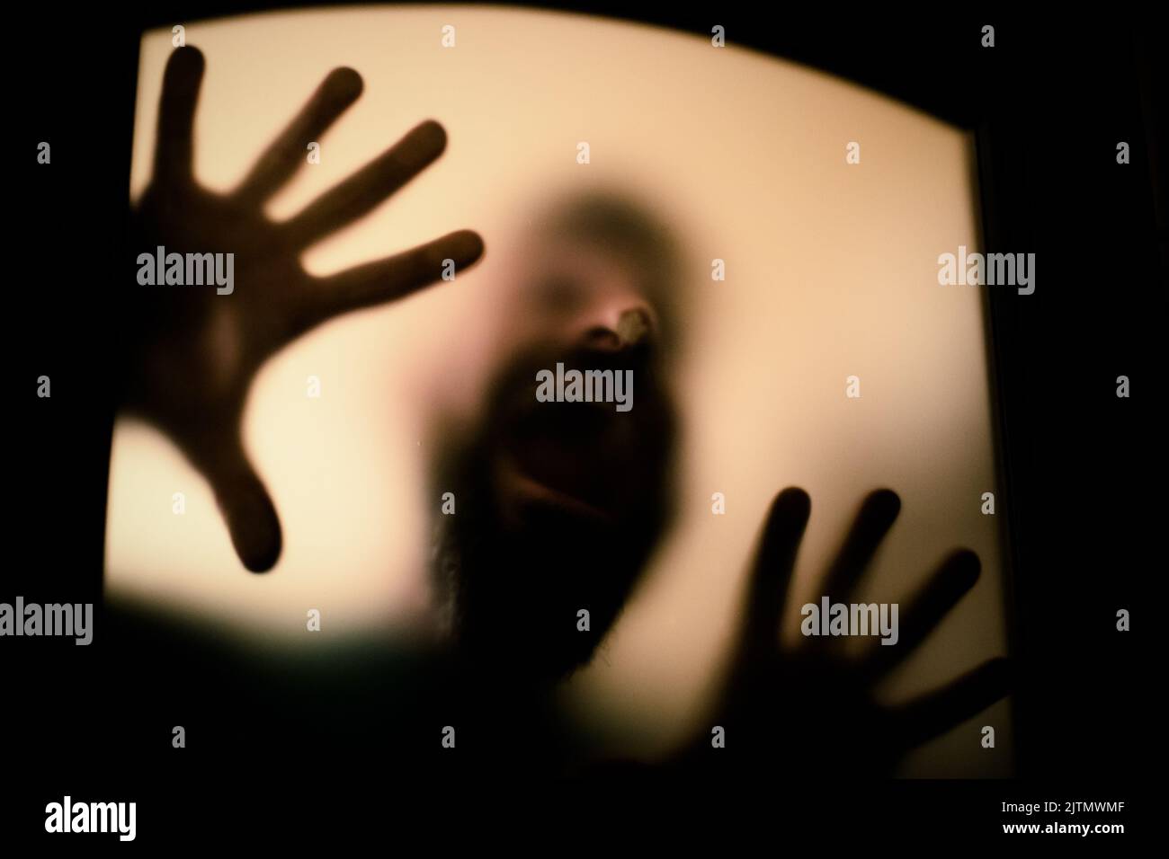 scary picture of hands behind glass, horror ghost behind door ...
