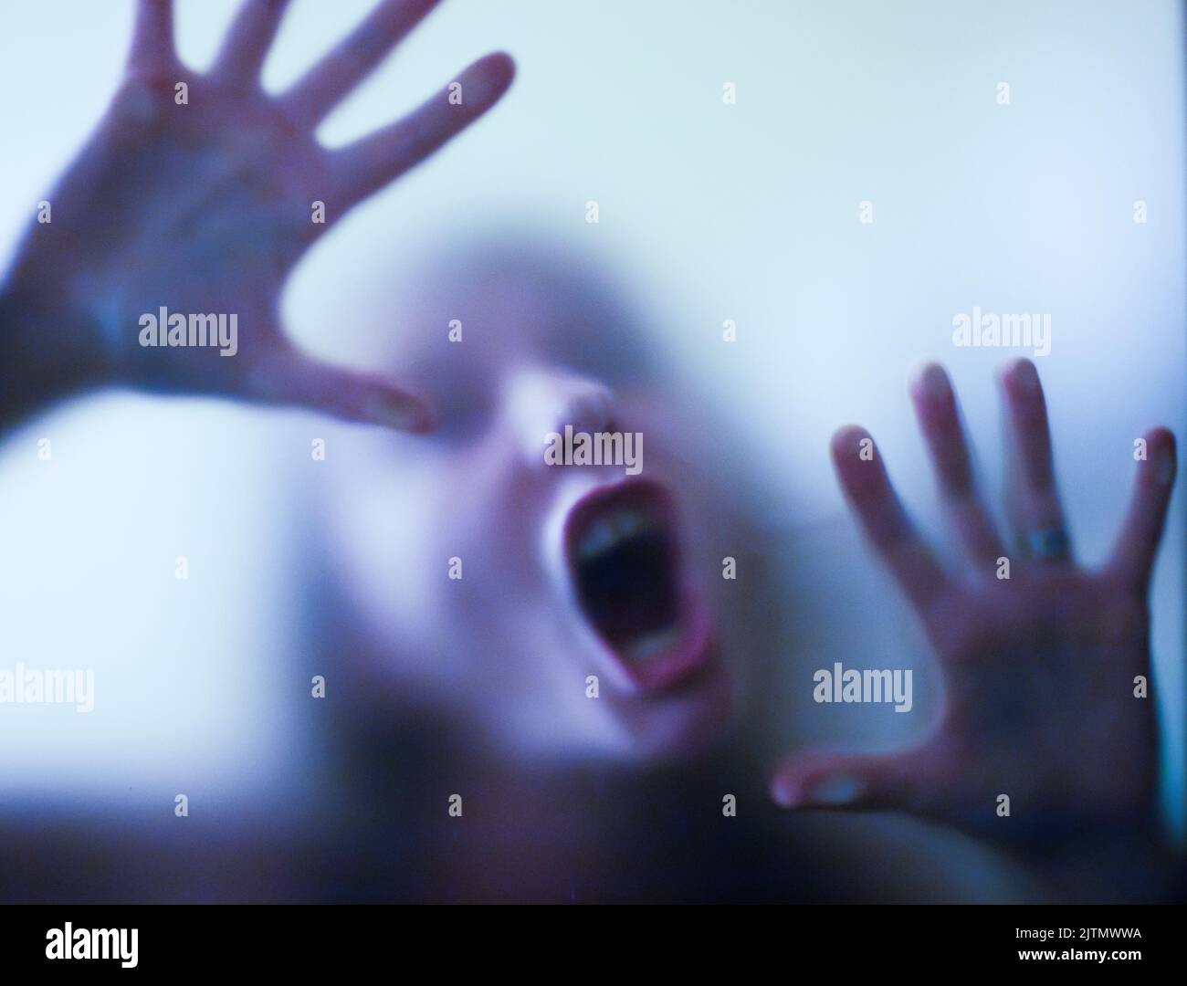 scary picture of hands behind glass, horror ghost woman behind door ...