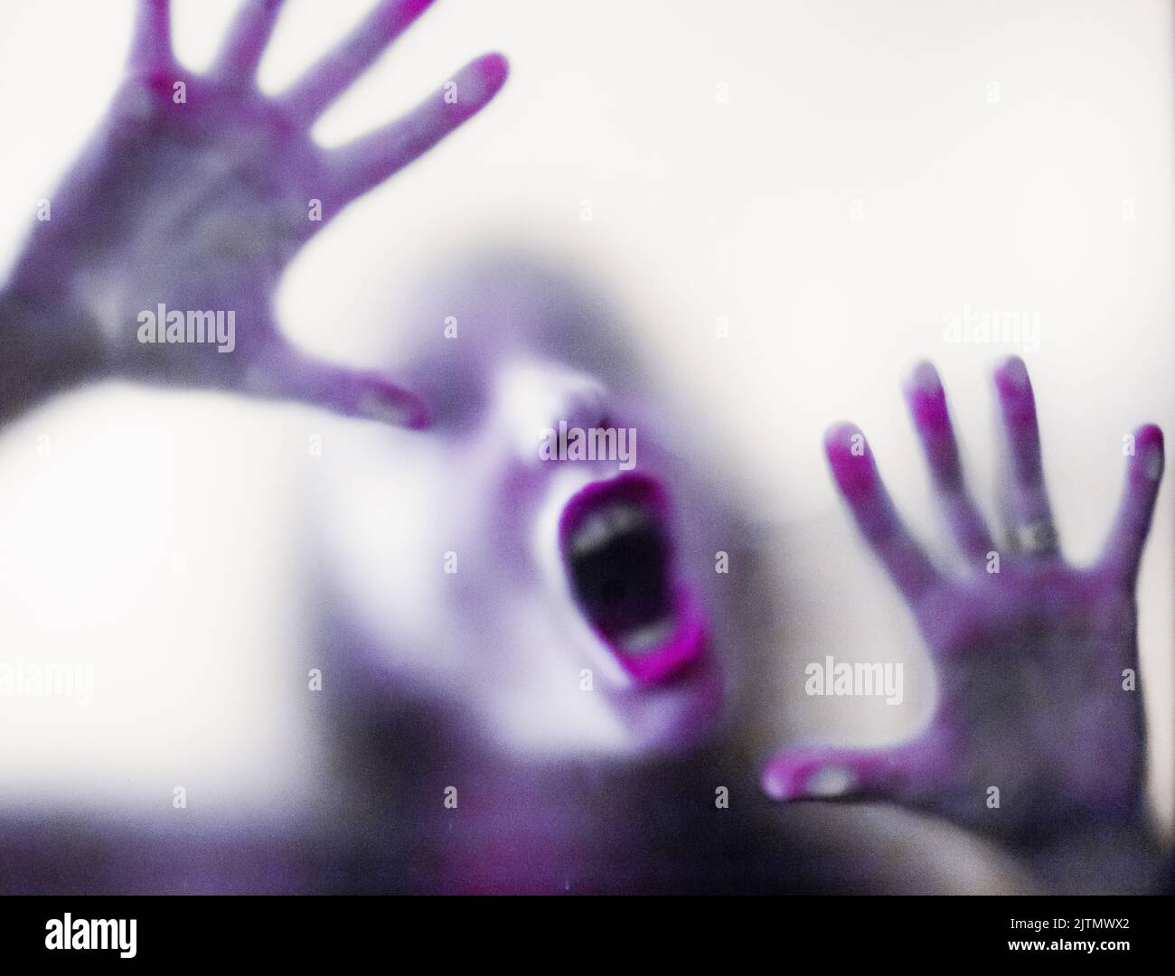 scary picture of hands behind glass, horror ghost woman behind door ...