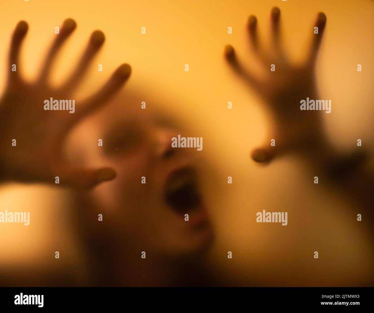 scary picture of hands behind glass, horror ghost woman behind door ...