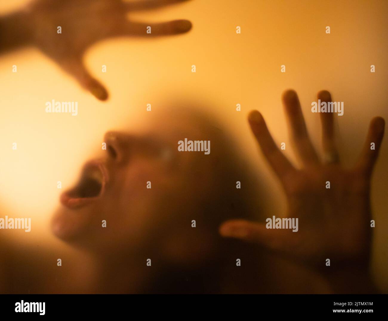 scary picture of hands behind glass, horror ghost woman behind door ...