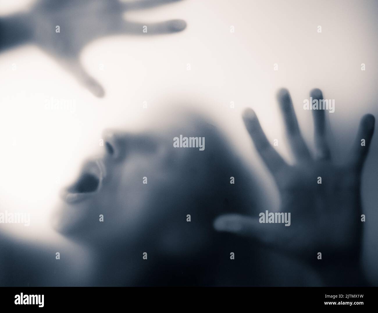 scary picture of hands behind glass, horror ghost woman behind door ...