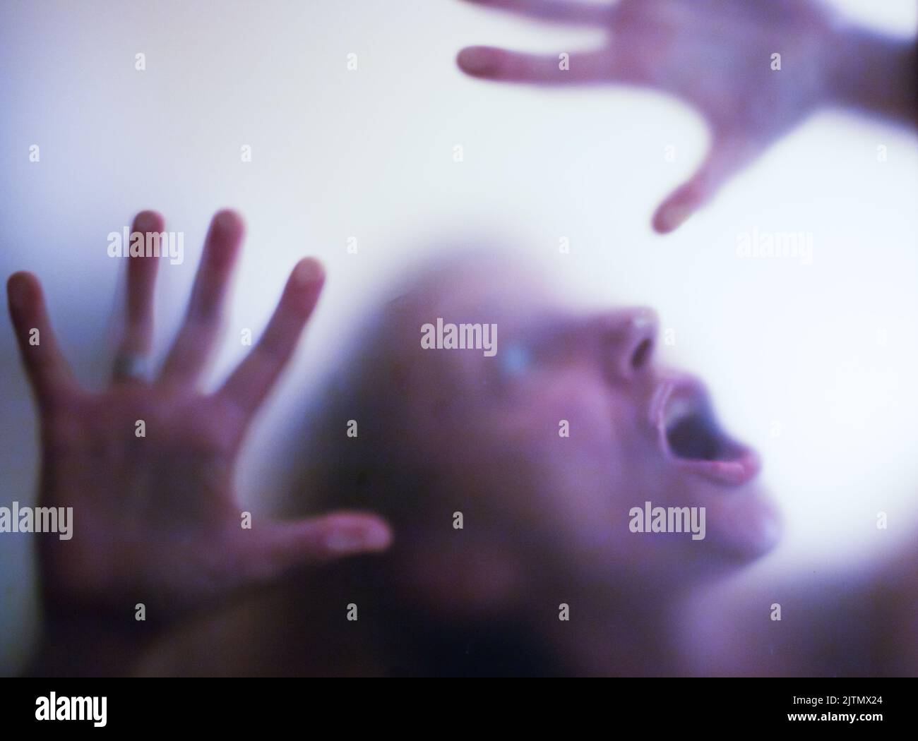 scary picture of hands behind glass, horror ghost woman behind door ...