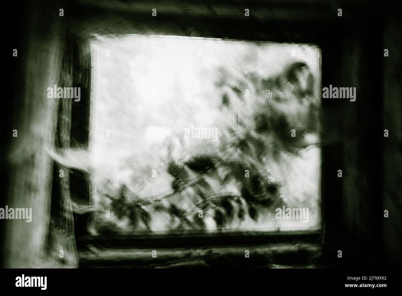 horror blurred picture of old window Stock Photo - Alamy