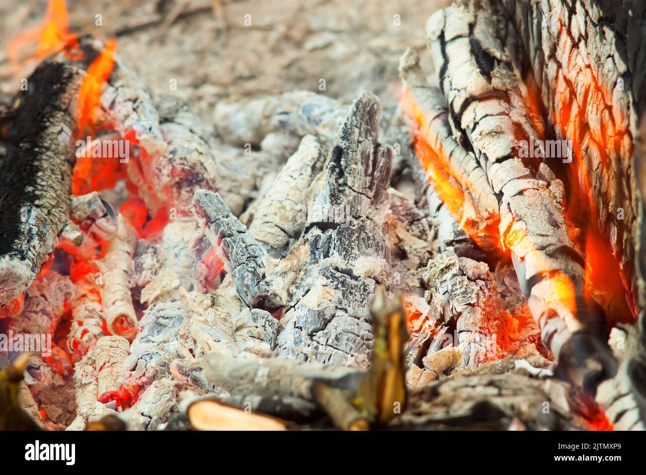 Wooden burning embers beautifully glowing. close up photography Stock ...