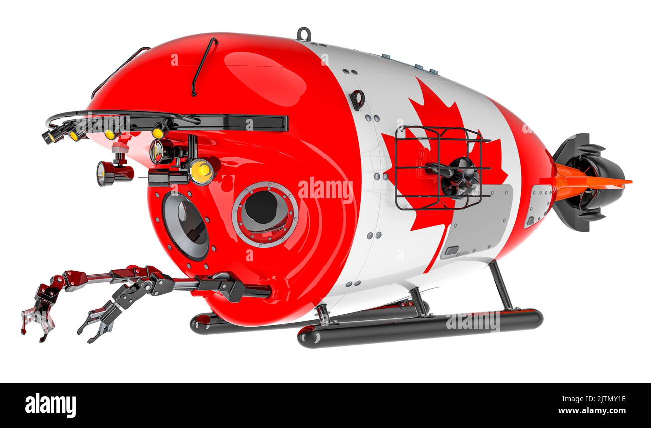 Bathyscaphe with Canadian flag. Marine geology, oceanography in Canada ...