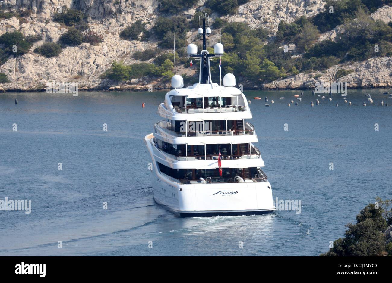 The luxury yacht Faith sailing the Adriatic Sea can be seen in Sibenik ...