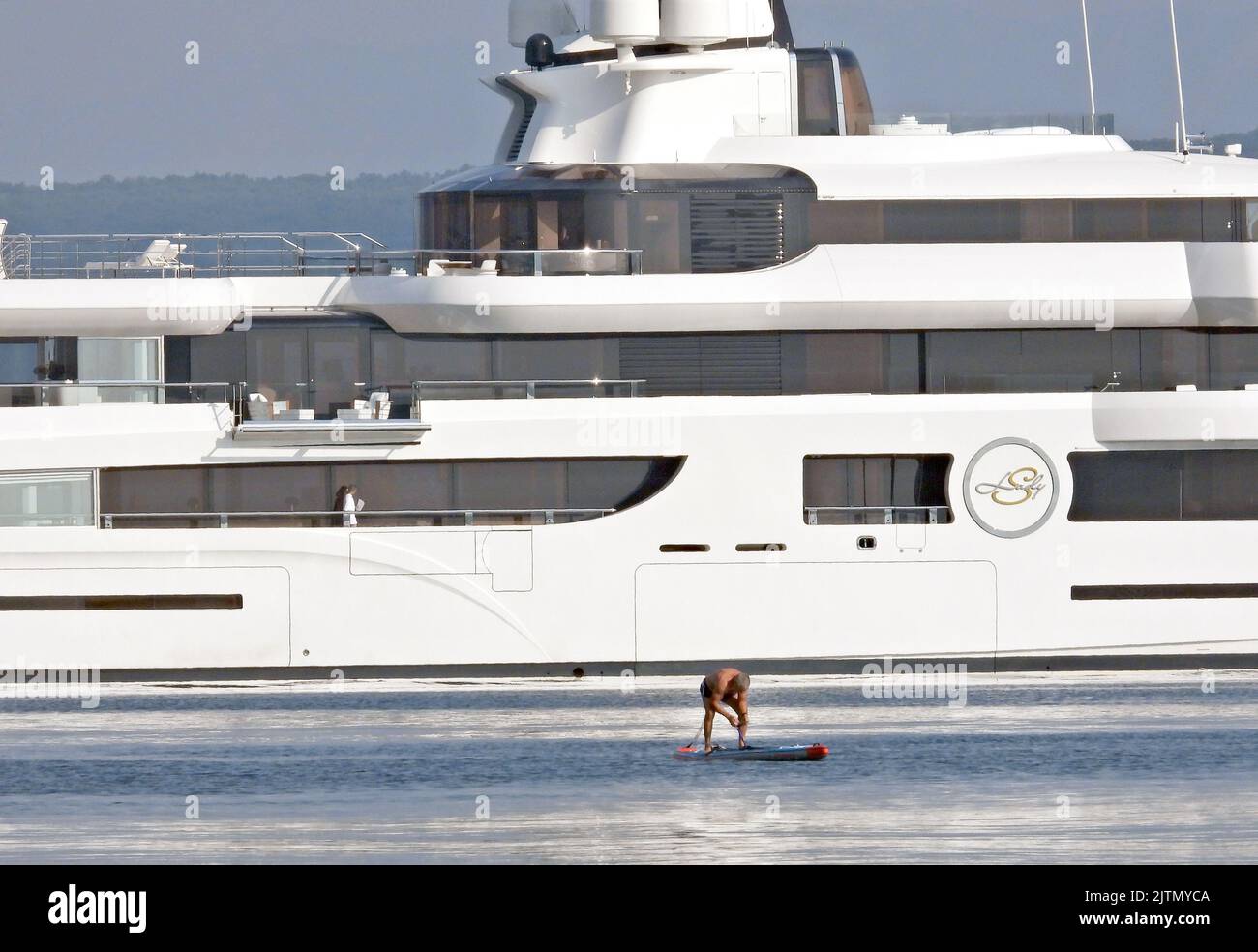 Superyacht Lady S is pictured anchored in the bay near Sibenik, Croatia ...