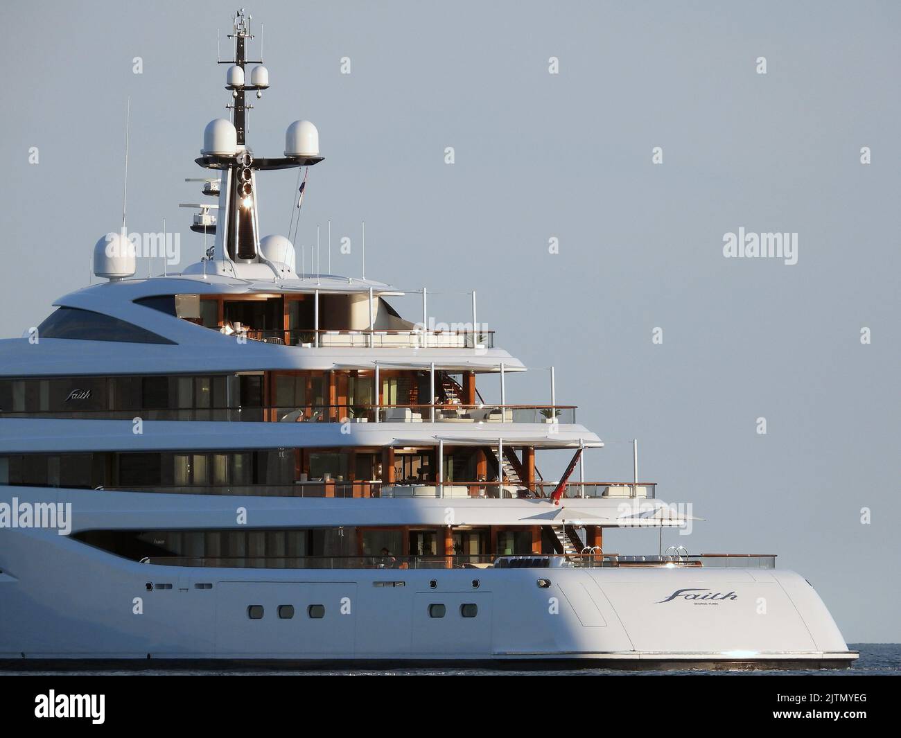 The luxury yacht Faith sailing the Adriatic Sea can be seen in Sibenik ...