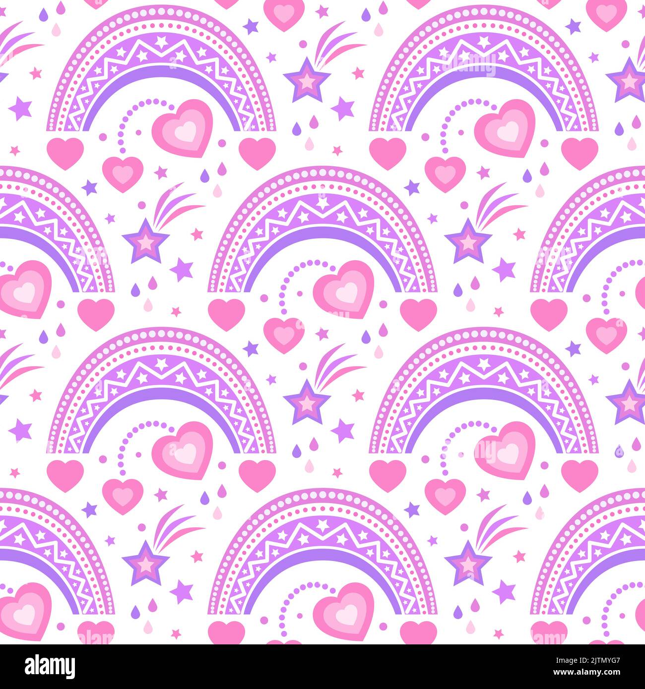 Seamless pattern with rainbows, hearts and stars. Vector Stock Vector Image & Art - Alamy