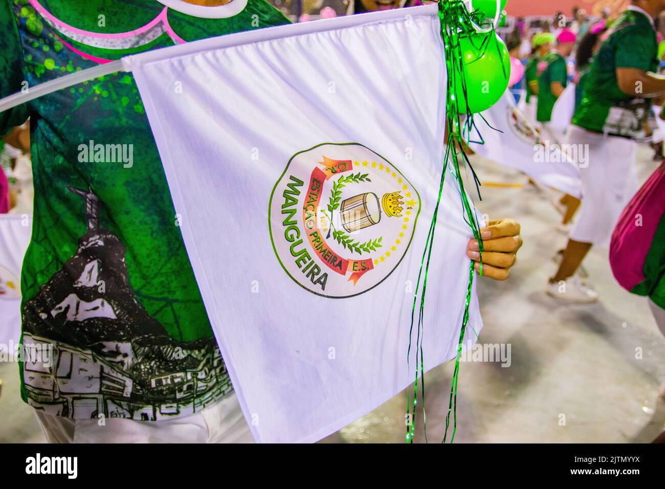 Flag of the hose samba school in Rio de Janeiro, Brazil - February 16 ...