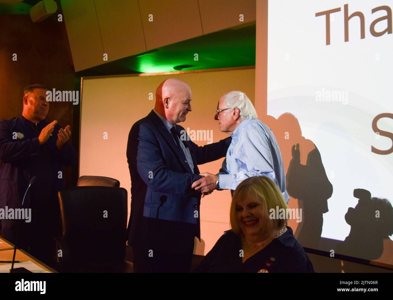 London, England, UK. 31st Aug, 2022. US Senator BERNIE SANDERS greets ...
