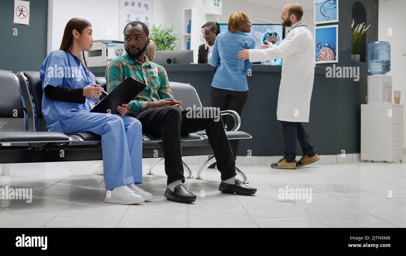 Hospital Lobby With People