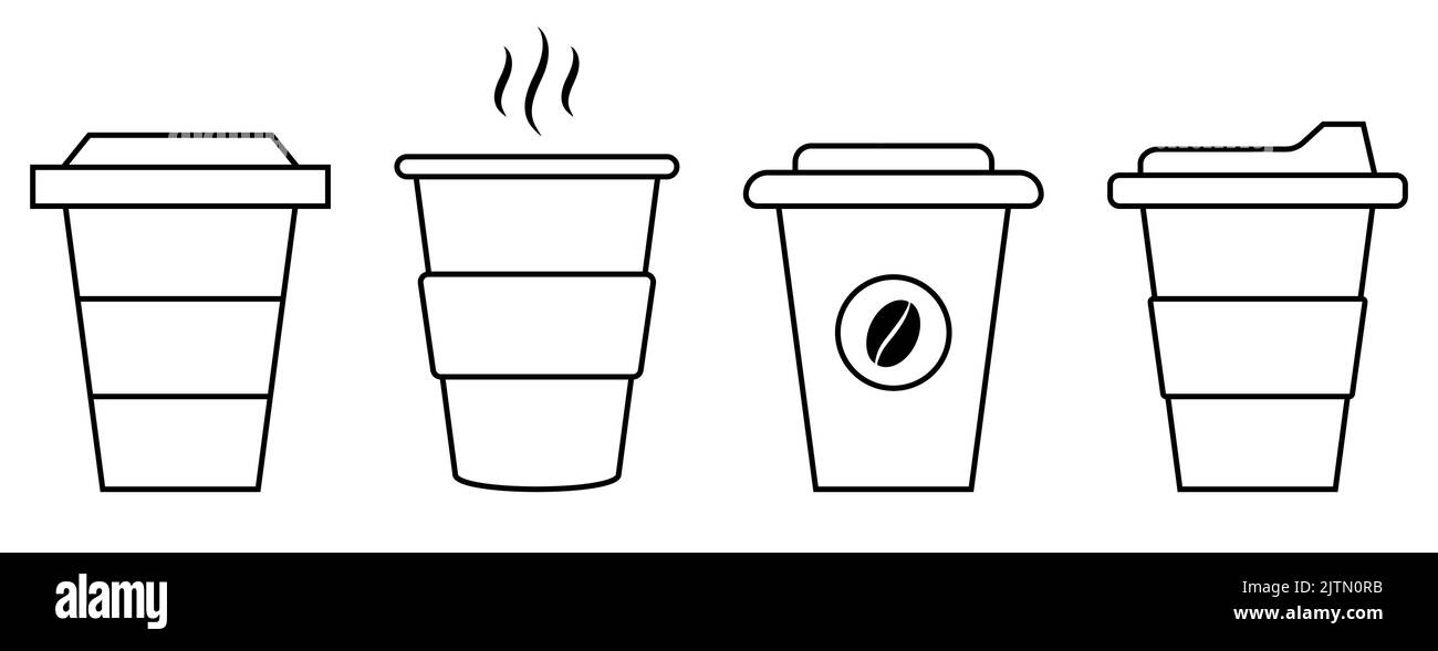 Coffee cup line icons. Vector illustration isolated on white background ...