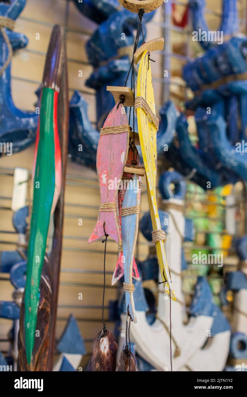 Hand made wooden fish figure as artwork Stock Photo - Alamy