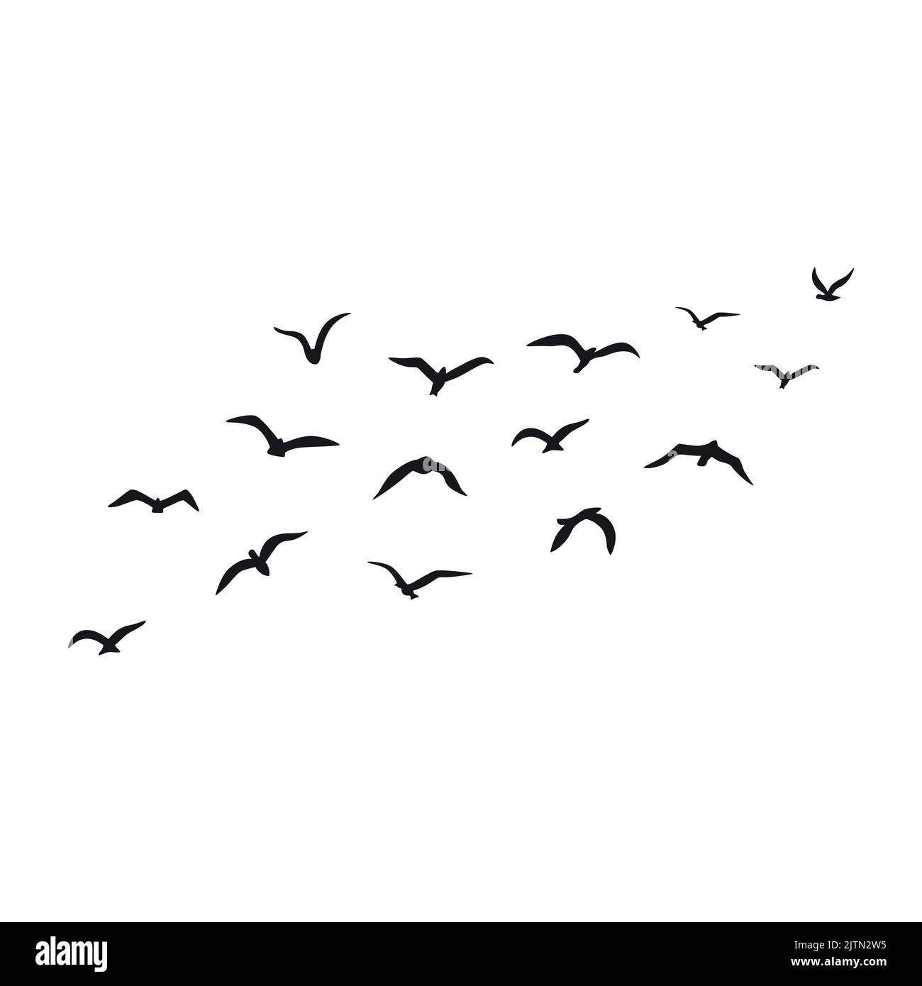 A flock of flying silhouette birds. Vector illustration Stock Vector ...