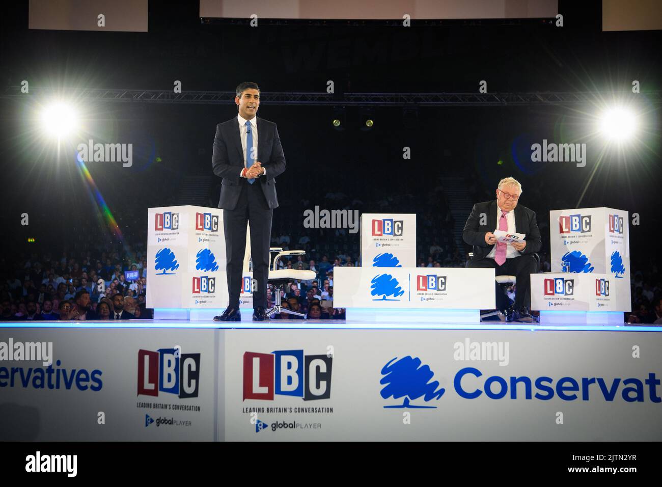London, UK. 31 August 2022. Rishi Sunak is interviewed by LBC’s Nick ...