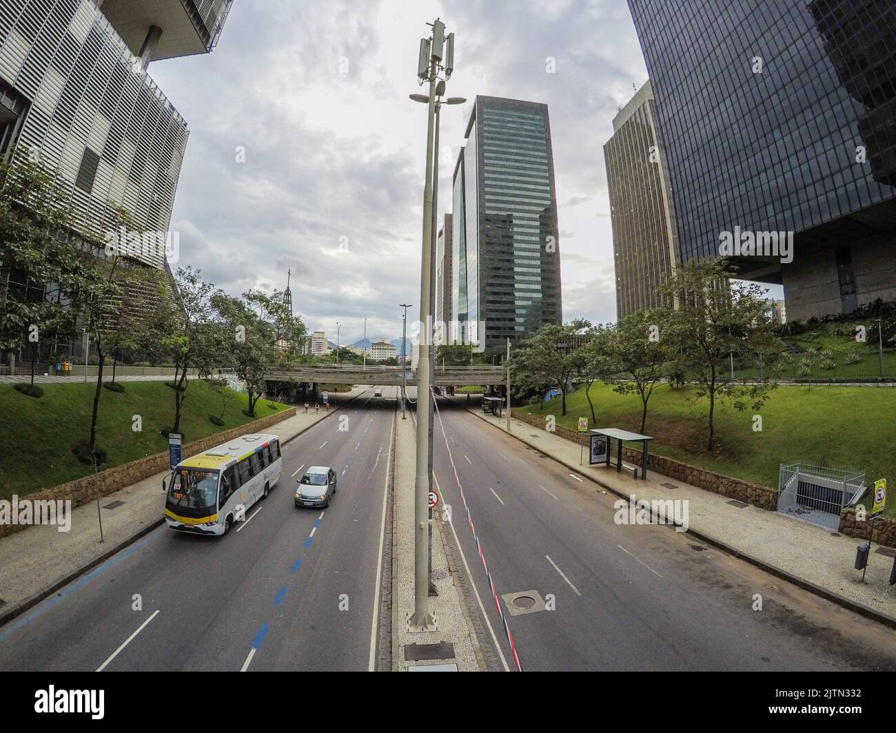 Chile avenue in the center of Rio de Janeiro, Brazil - January 2, 2015 ...