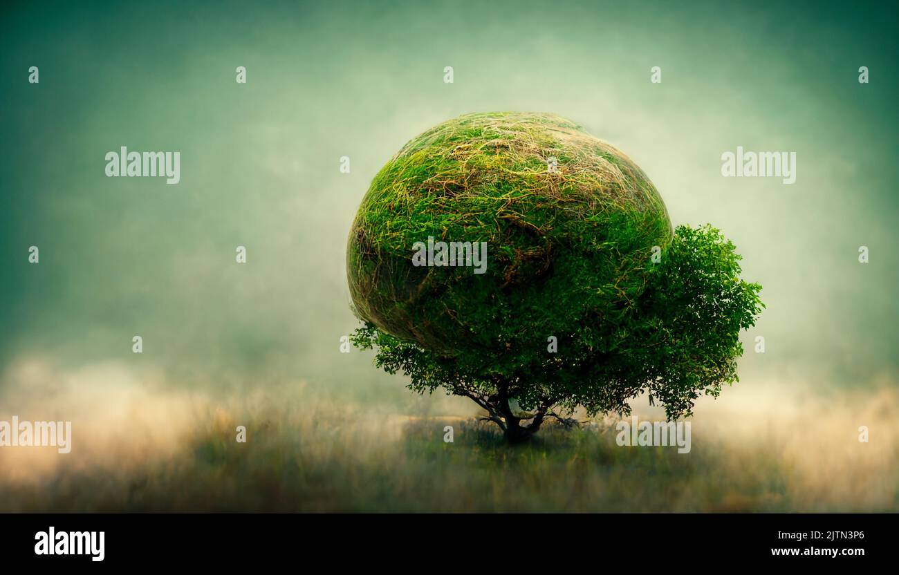 An abstract 3D soft meta background image of a tree emerging from a ...