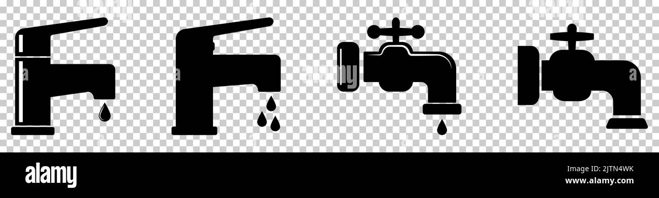 Set of faucet icons. Vector illustration isolated on transparent ...